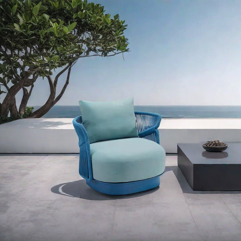 Hokku Designs Sharrie Outdoor Waterproof Durable Blue Thick Sponge ...