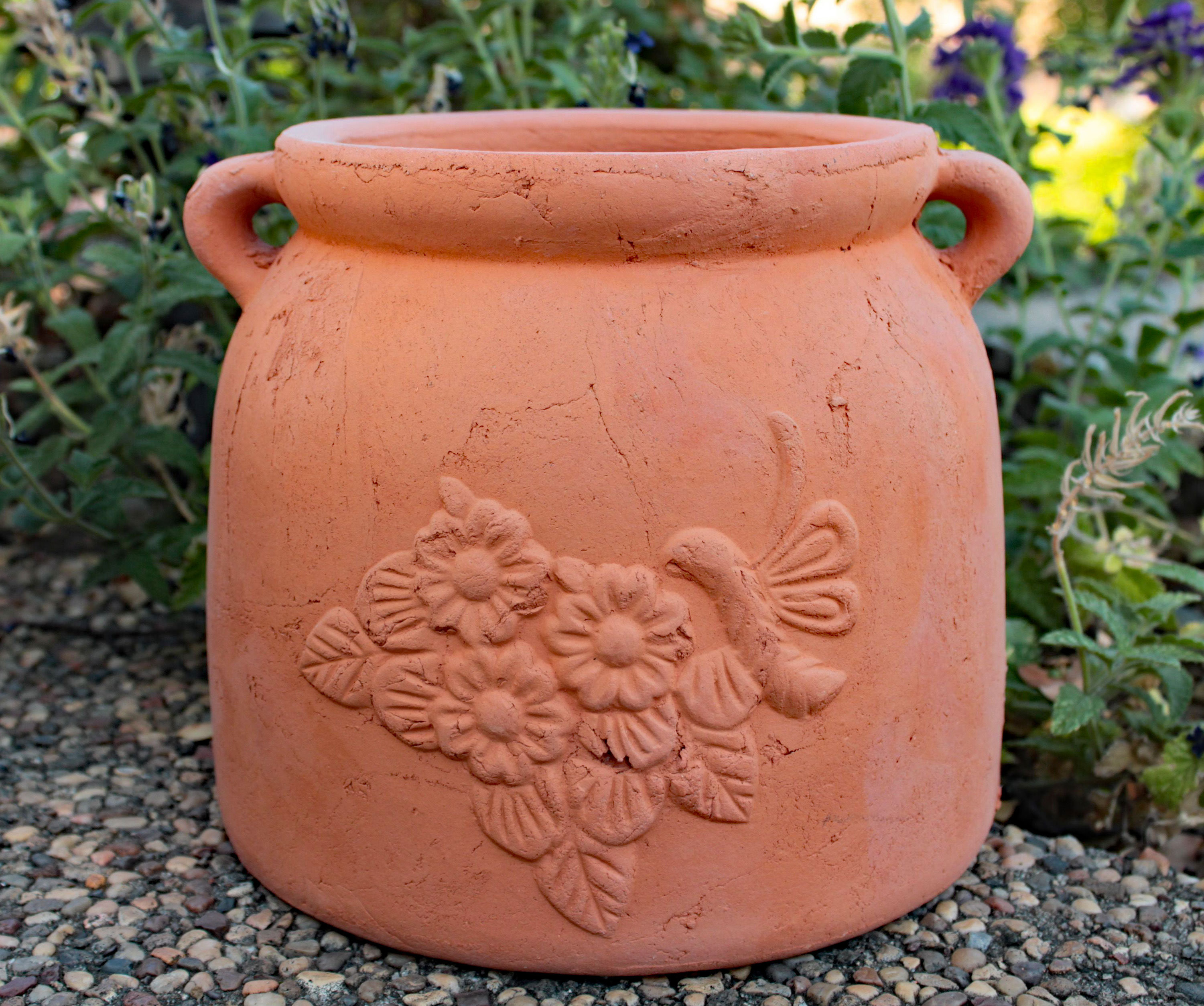 August Grove® Pumphrey Hand Pressed Ancient Stressed Terracotta Pot ...
