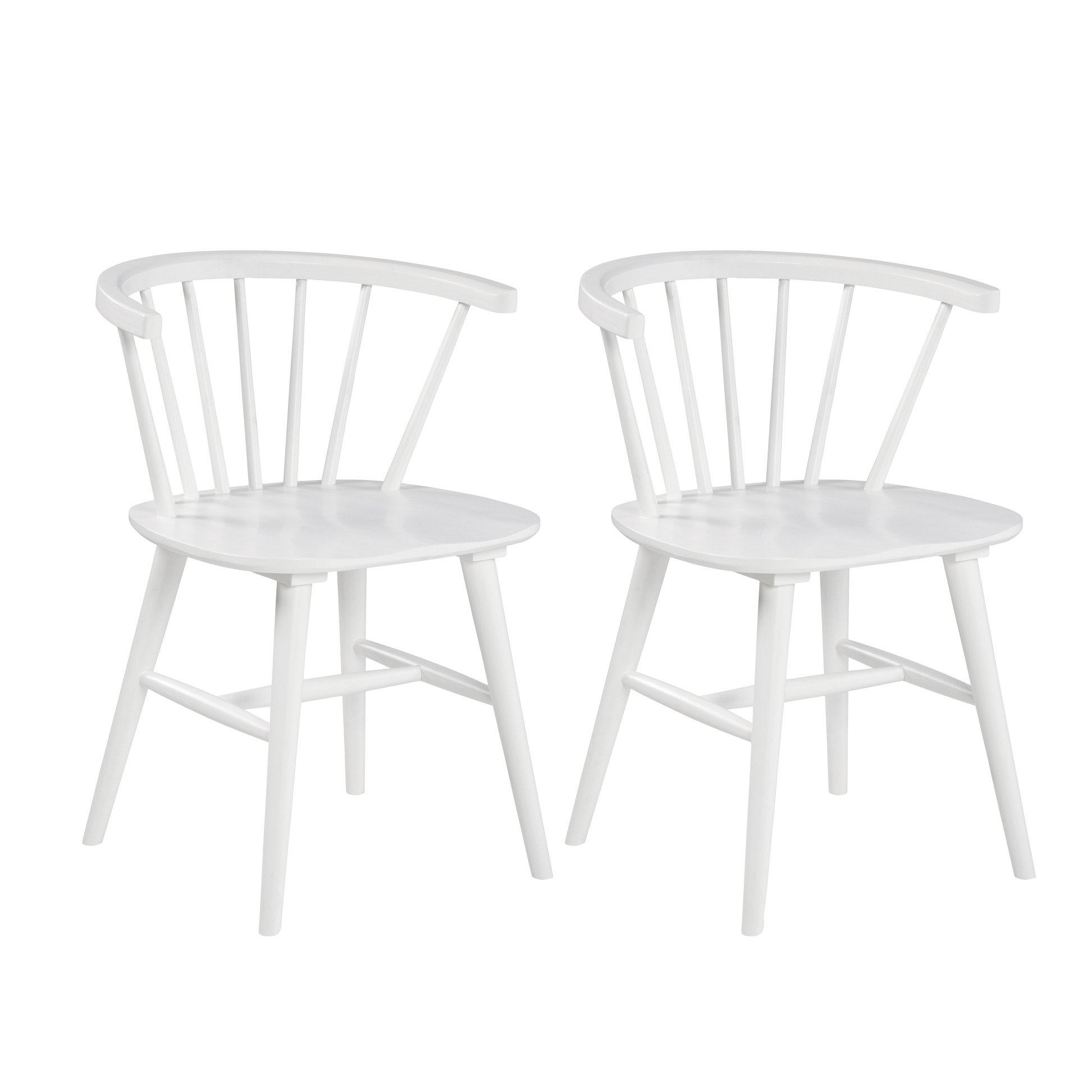 Latitude Run® Of 2 White Spindle Back Chairs - Elegant Wood Design 2 ...