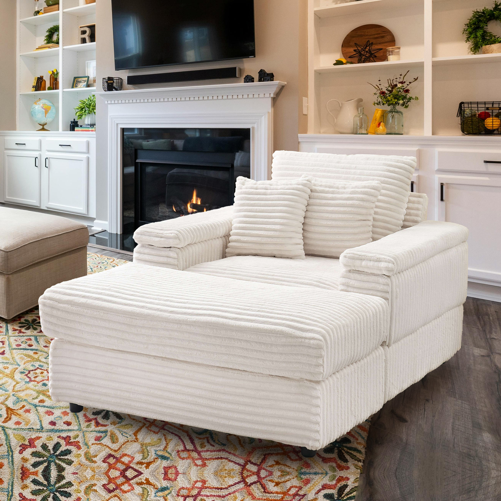 Mercer41 Jameel 44.00" Oversized Lounge Chair Indoor Sleeper Chair with ...