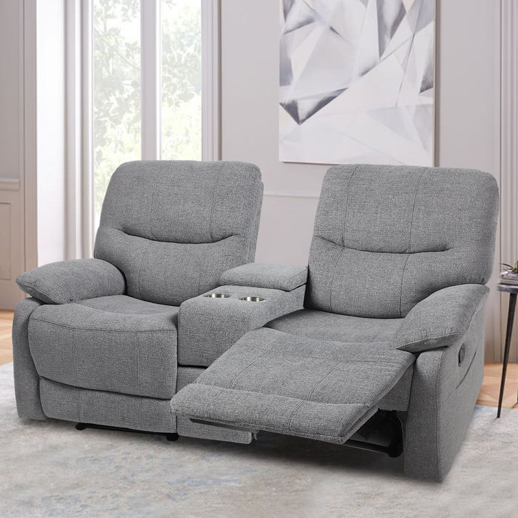 69.42'' Wide Heated Massage Home Theater Loveseat with Cup Holder ...