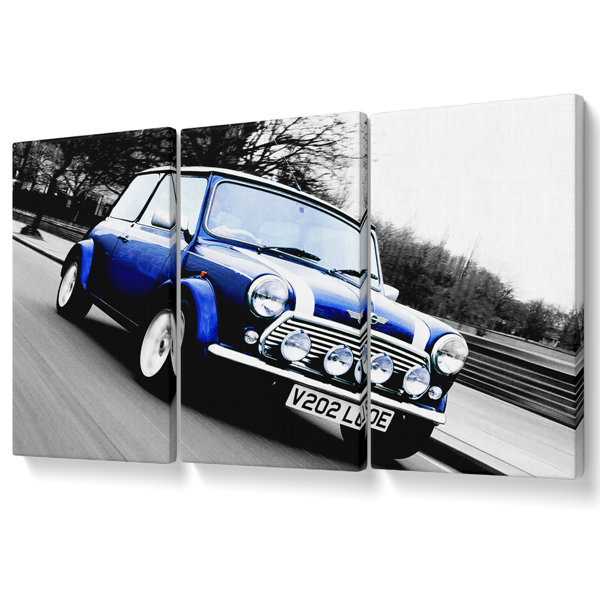 Brayden Studio Mini Cooper Retro - 3 Piece Wrapped Canvas Art Prints ...