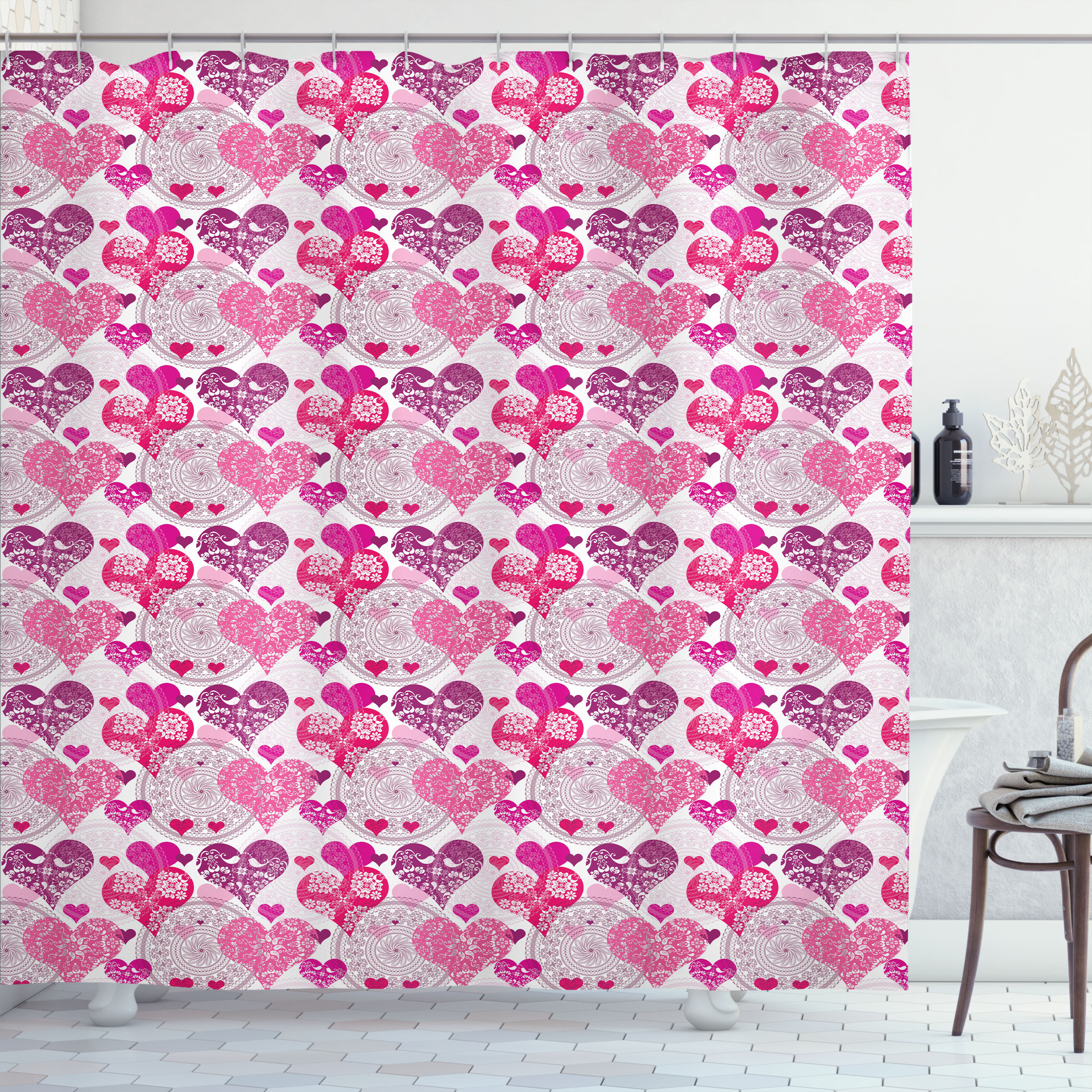 Latitude Run® Hearts Shower Curtain Love Design | Wayfair
