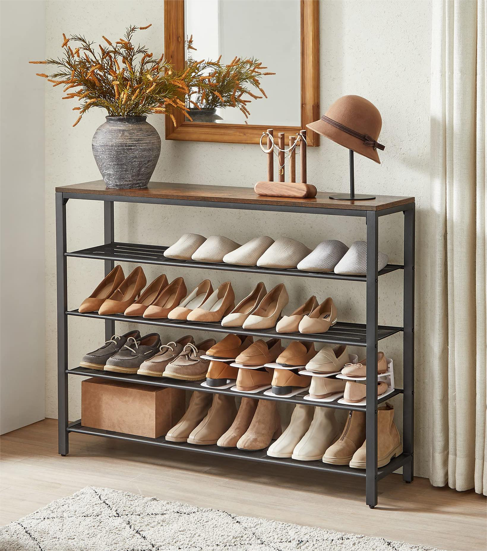 17 Stories 5 Tier Shoe Rack, 20-25 Pairs Of Shoes, Large Shoe Rack ...