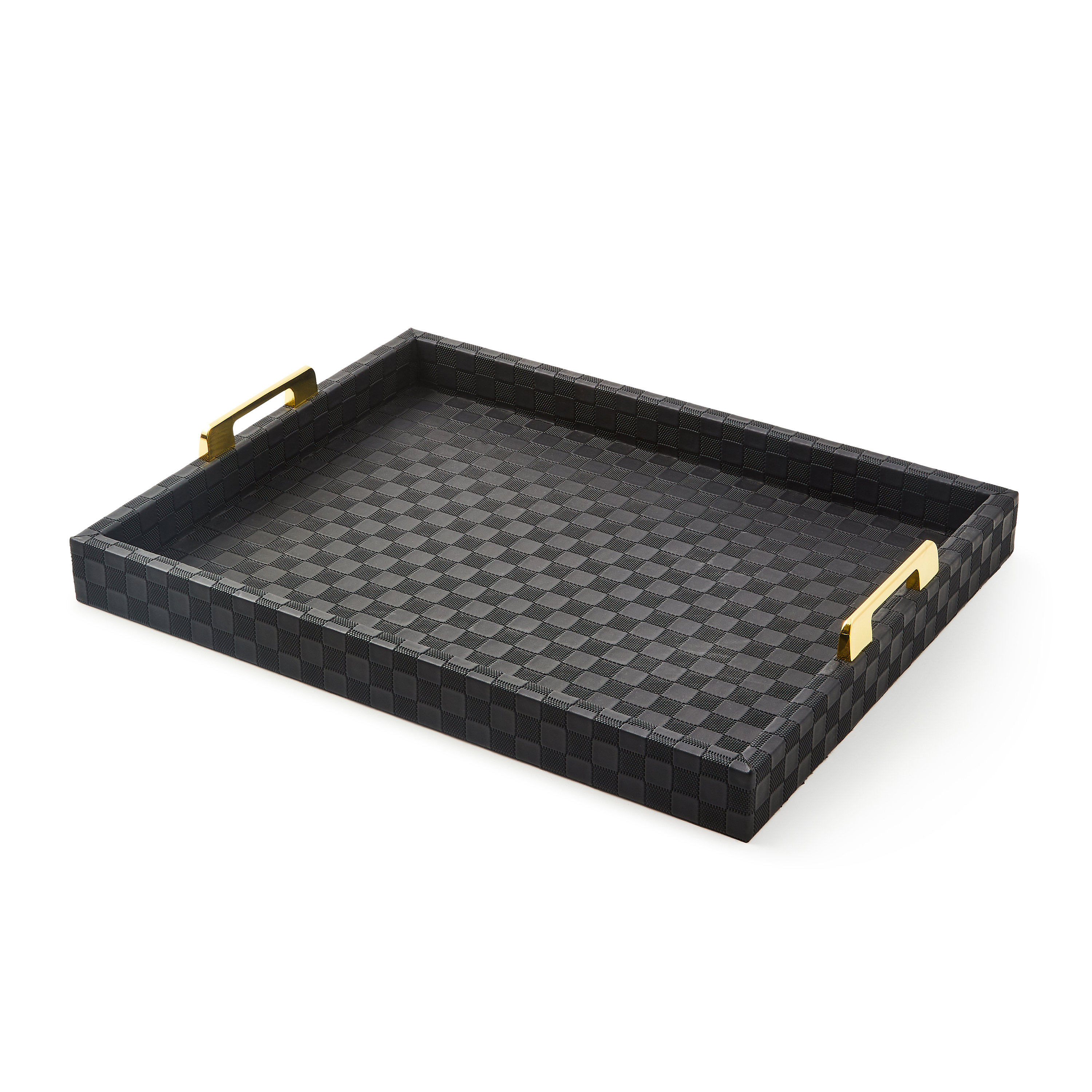MacKenzie-Childs Black Faux Leather Large Tray | Wayfair
