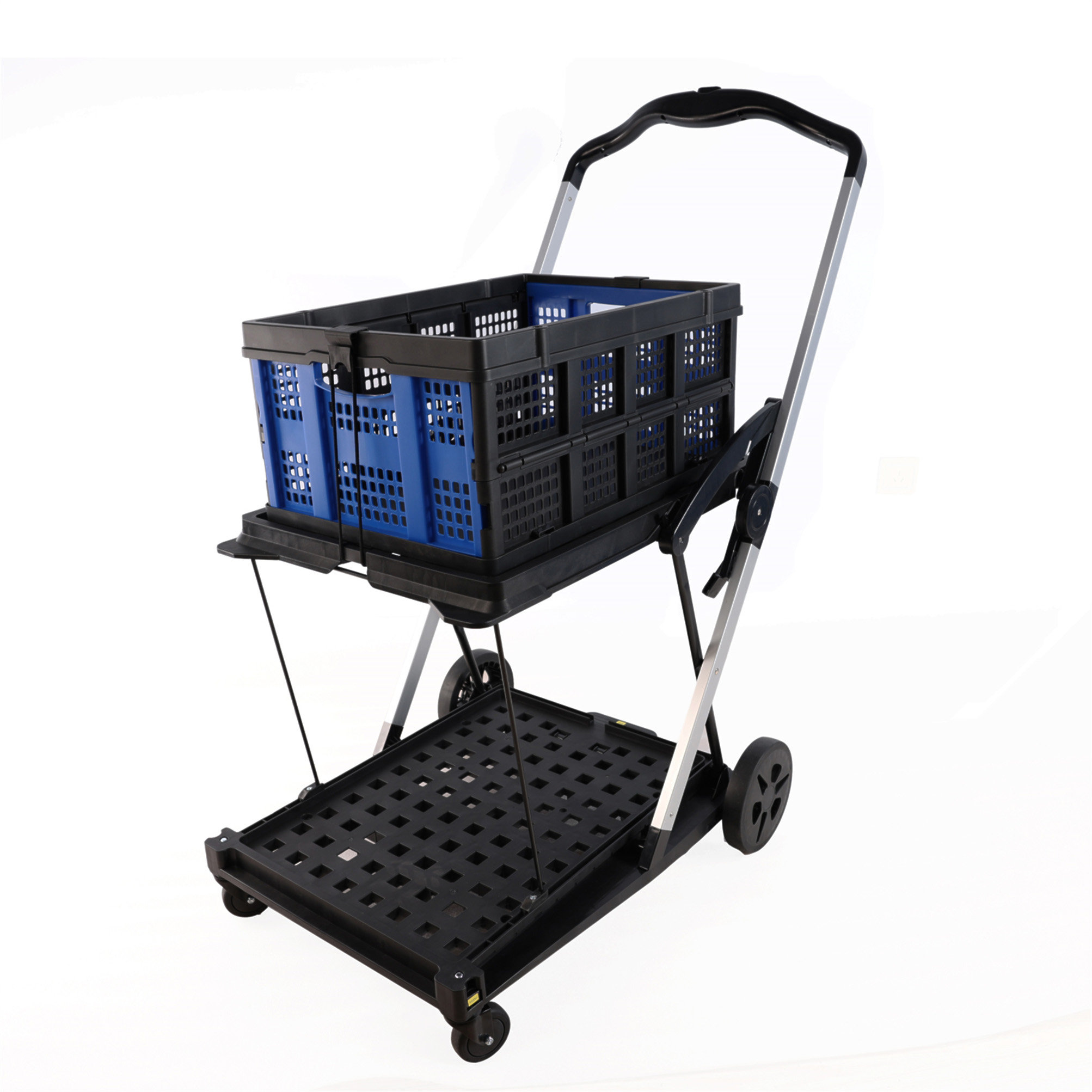 HLILish Folding Service Cart With Wheels Double-Decker, Shopping ...