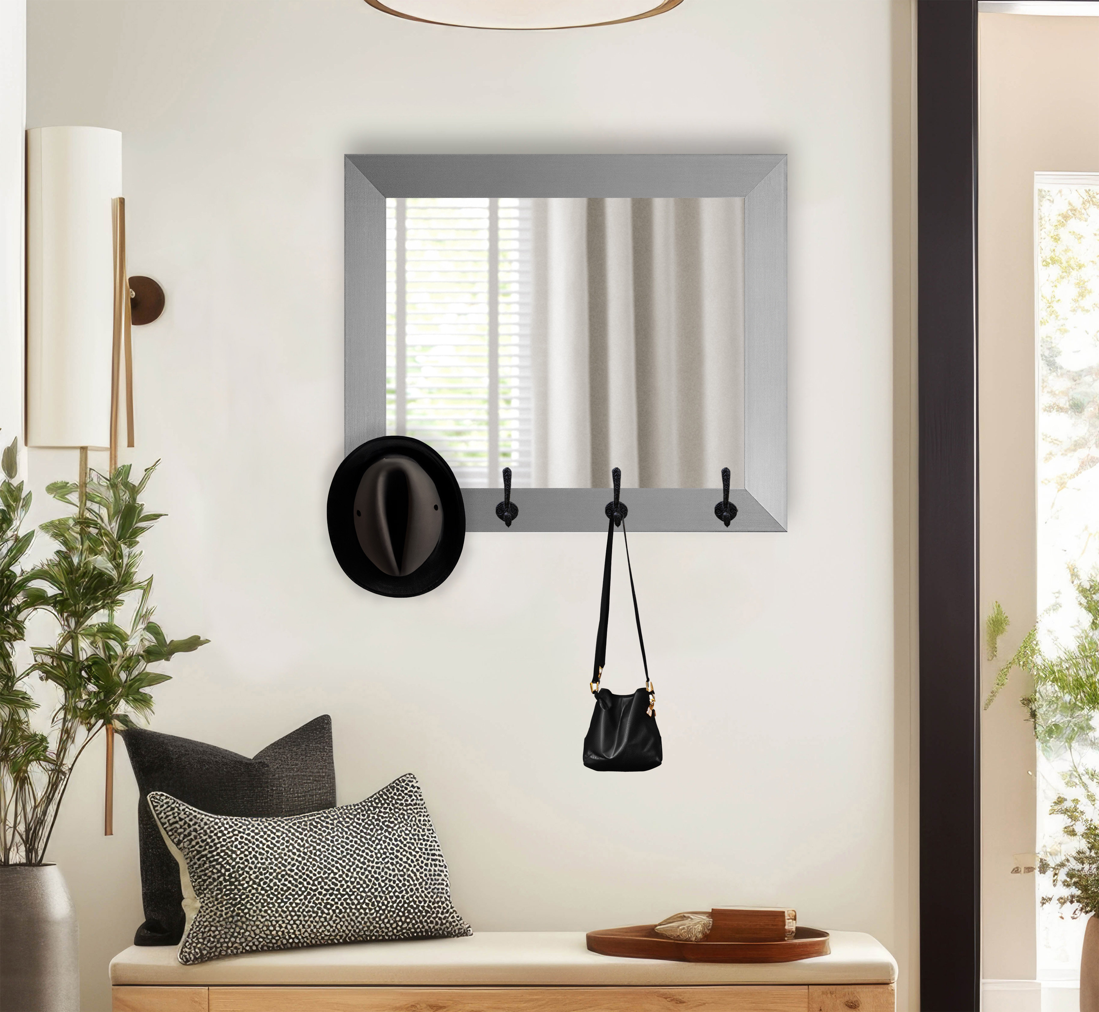Latitude Run® Mirror with Coat Hooks - Wayfair Canada