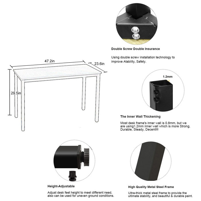Latitude Run® Cherol Metal Base Writing Desk & Reviews | Wayfair