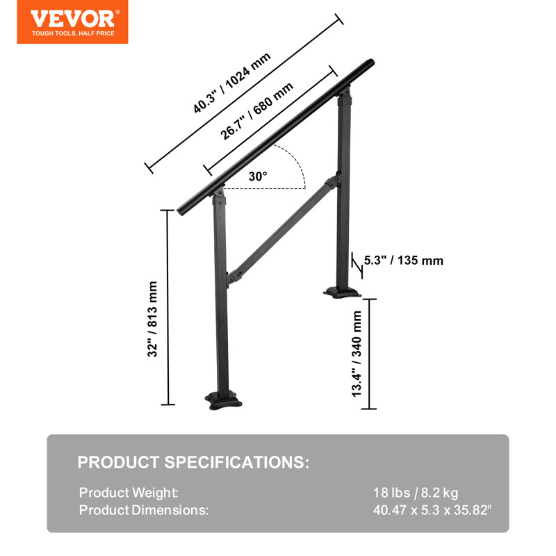 VEVOR Steel Hand Rails | Wayfair