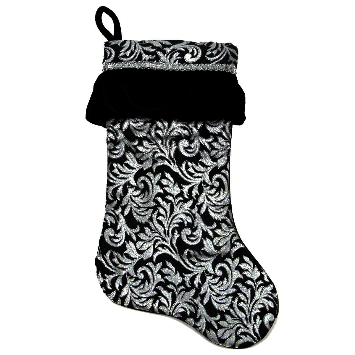 Northlight Seasonal 20" Black and Silver Floral with Ruffle Cuff ...