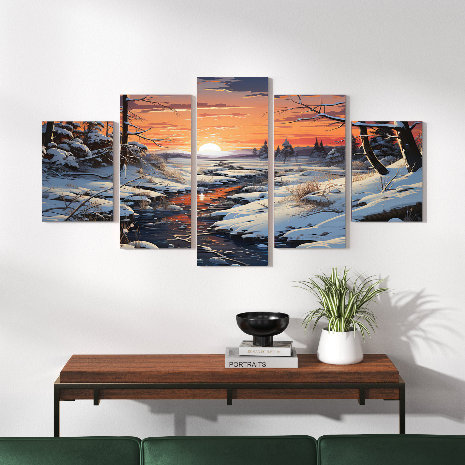 Wade Logan Winter Landscape River - Landscapes Metal Art Print Set ...
