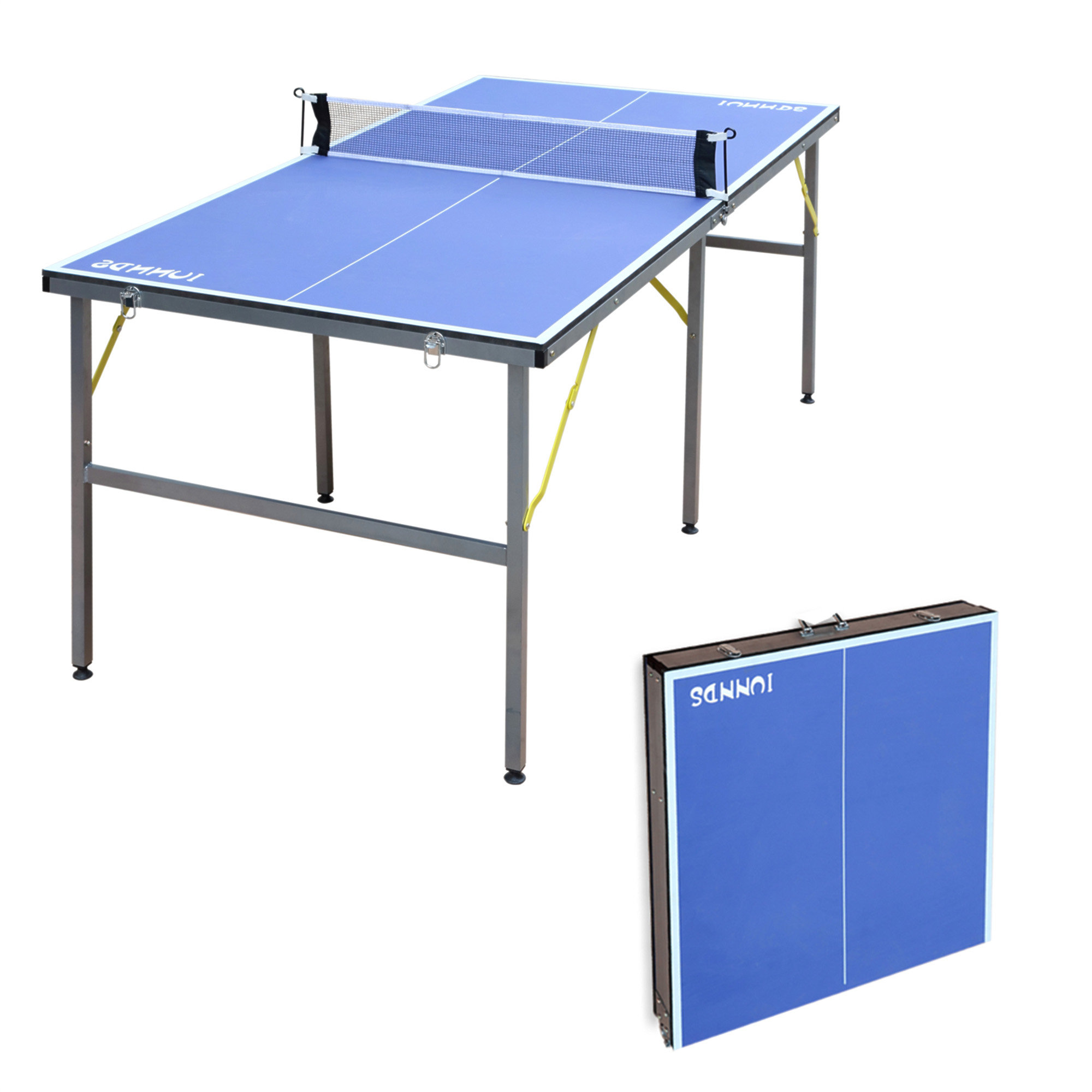 HLILish 6Ft Mid-Size Table Tennis Table Foldable & Portable Ping Pong ...