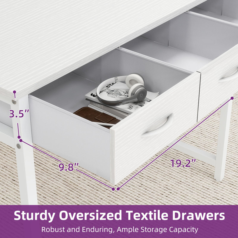 17 Stories Rectangle Computer Desk With Drawers & Monitor Stand, Metal ...