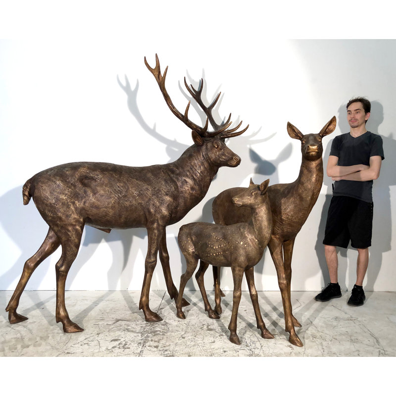 Metropolitan Galleries Bronze Deer Family Sculpture | Wayfair