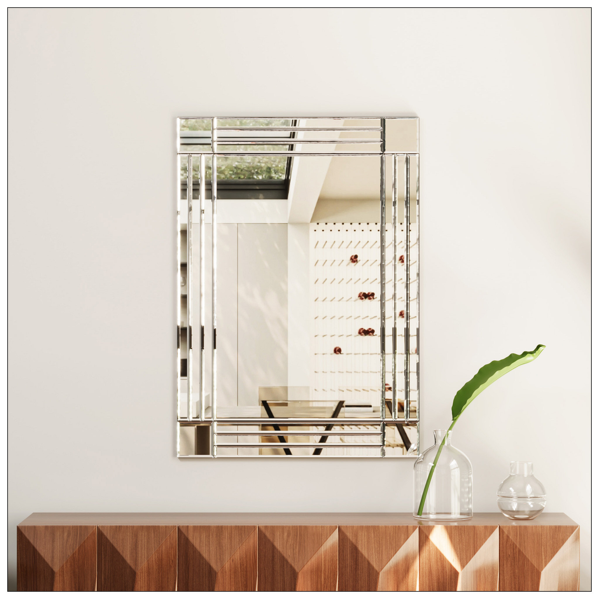 Brayden Studio® Large Wall-Mounted Silver Decorative Rectangular Wall ...