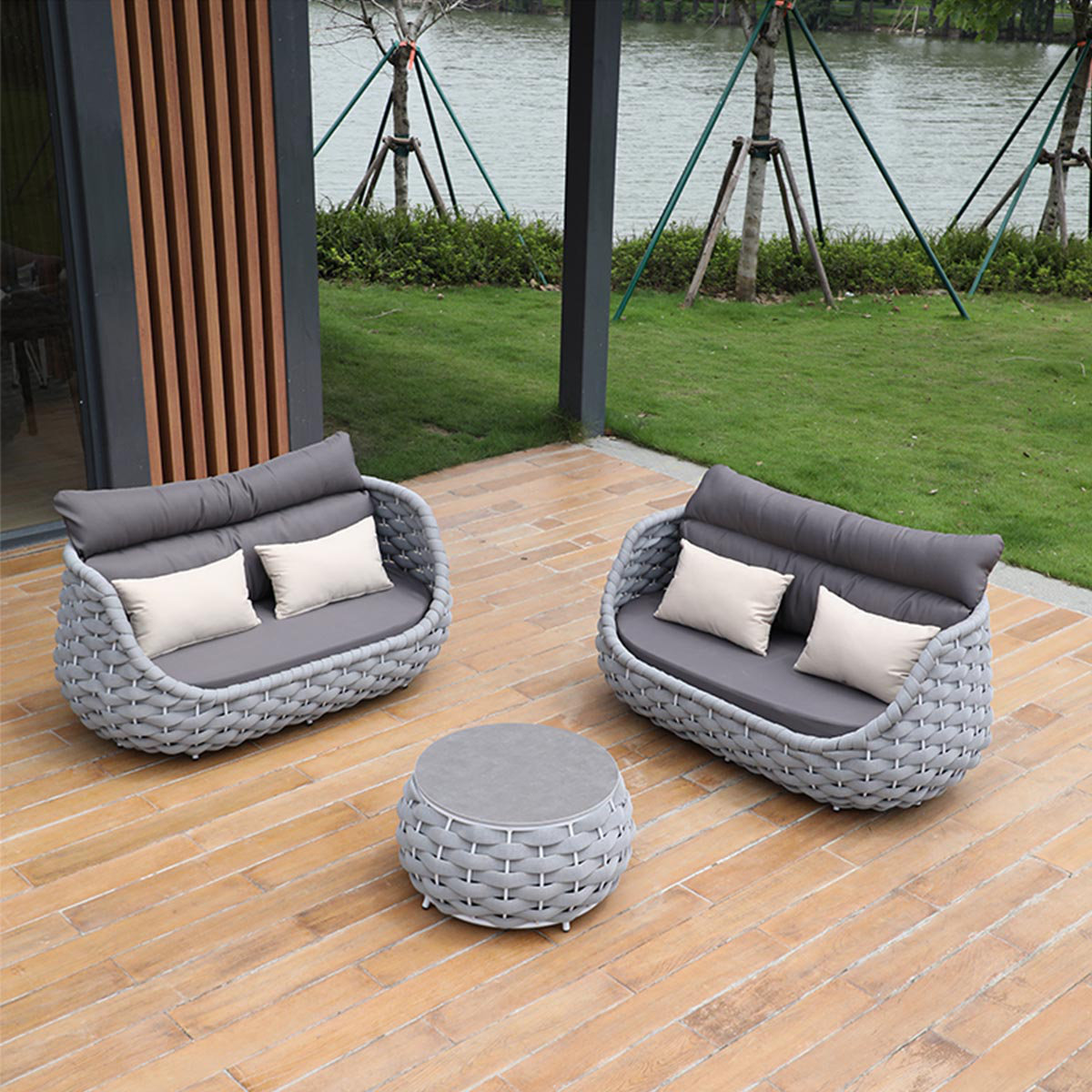 Hokku Designs Trayden 4 - Person Outdoor Seating Group with Cushions ...