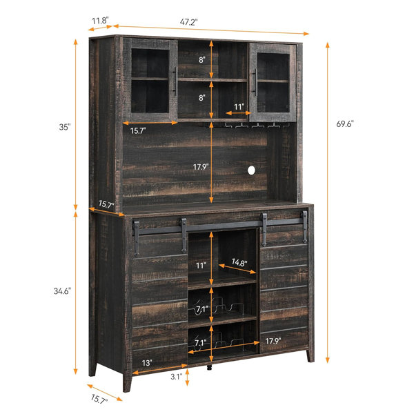 Farmhouse Storage Cabinet White 70" Tall Farmhouse With Sliding Barn ...