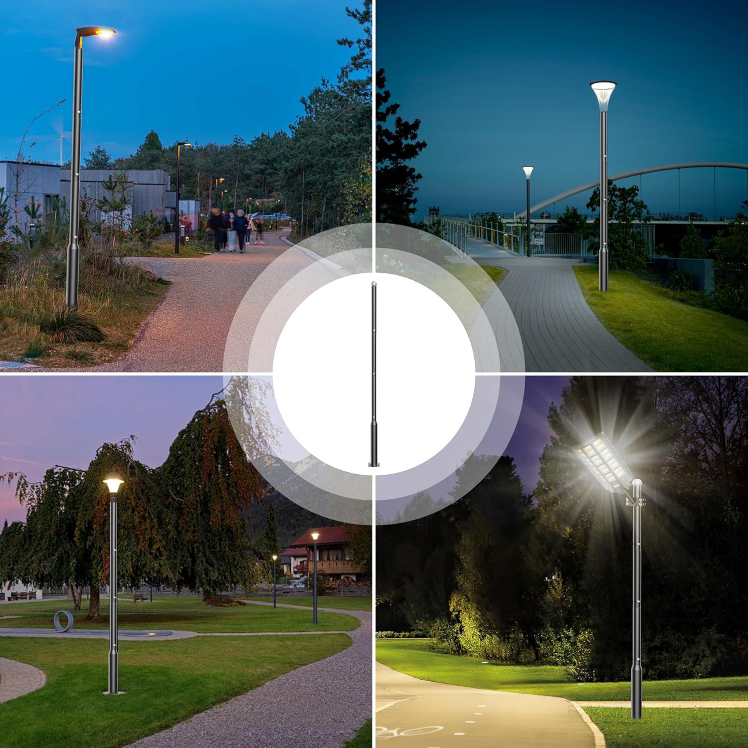 Co-t Solar Powered Outdoor Street Light Pole With Waterproof Design For ...