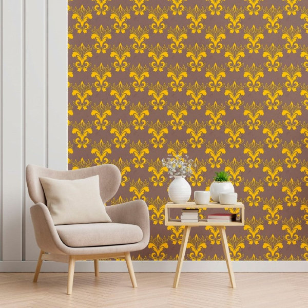 House of Hampton® Delianys Classic Damask 8.5' L x 24" W Peel and Stick ...