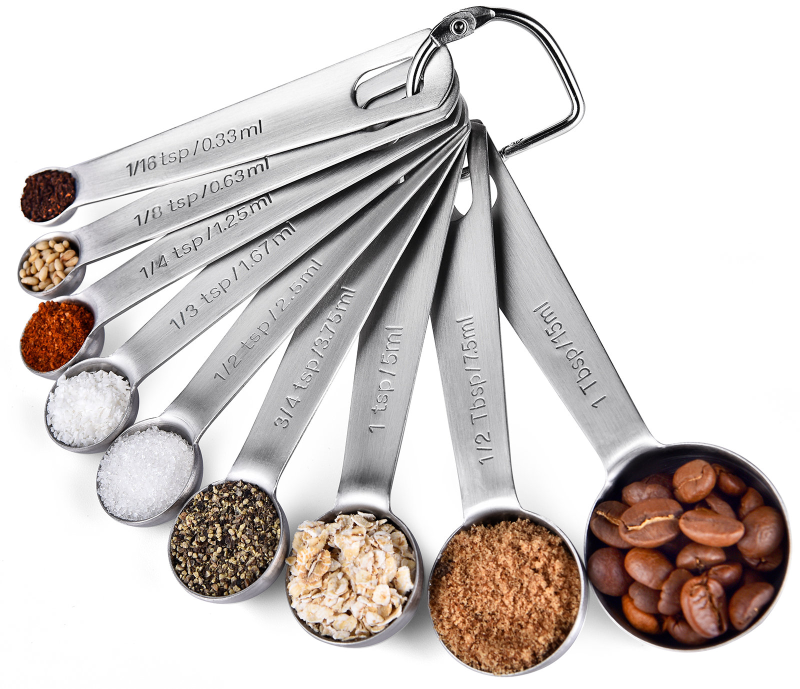 U-Taste 18/8 Stainless Steel Measuring Spoons Nesting Heavy Duty Metal ...