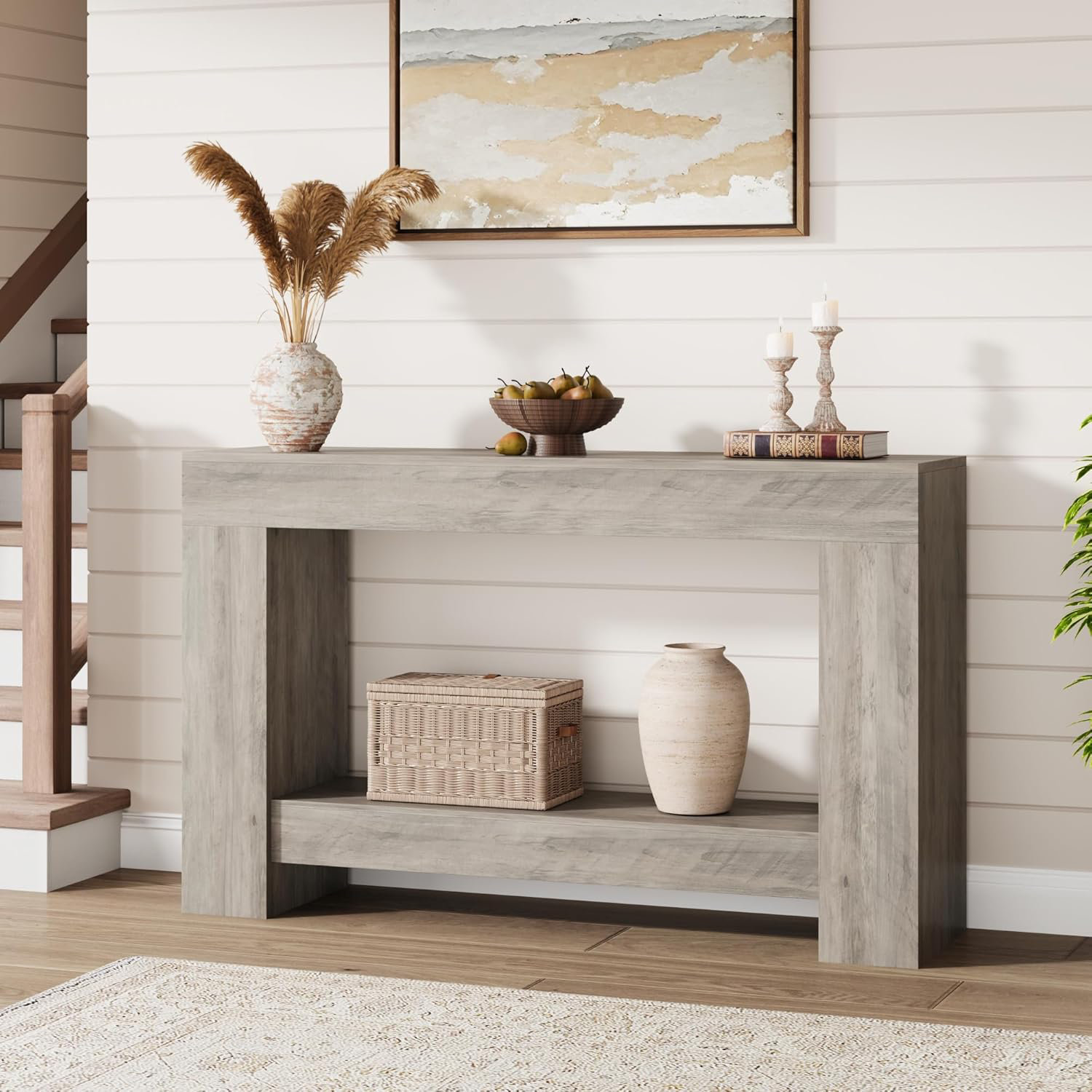 Ebern Designs 47.24/63 Inches Long Console Table for Entryway, 2-Tier ...