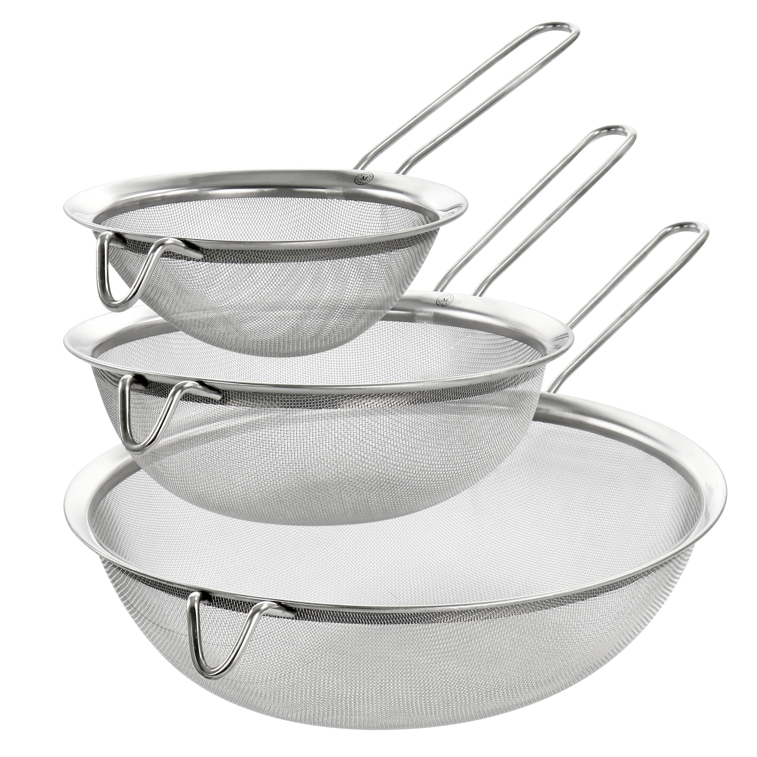 Martha Stewart 3 Piece Stainless Steel Frying Strainer Set in Silver ...