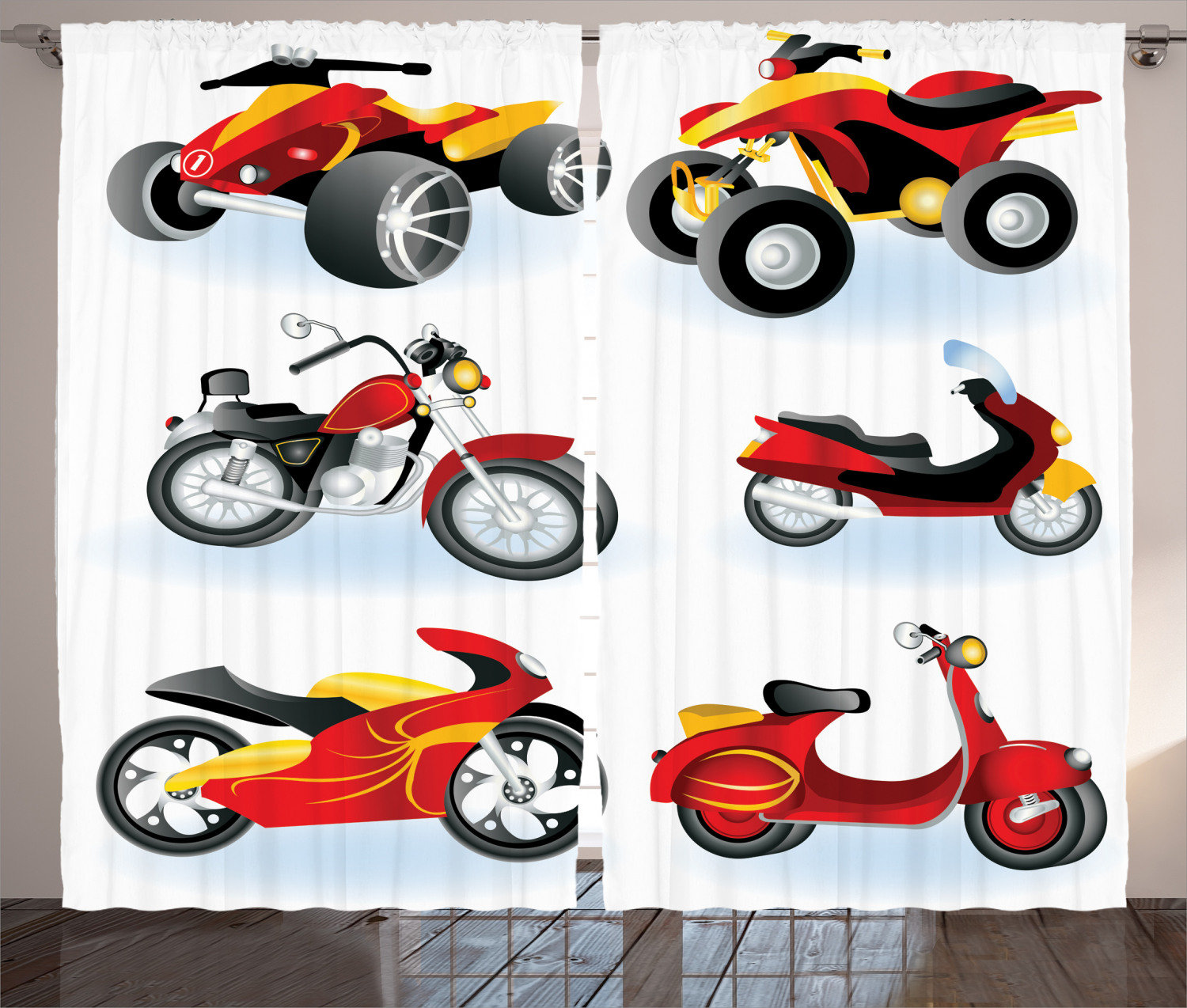 Ambesonne Motorcycle Semi-Sheer Rod Pocket Curtain Panels | Wayfair