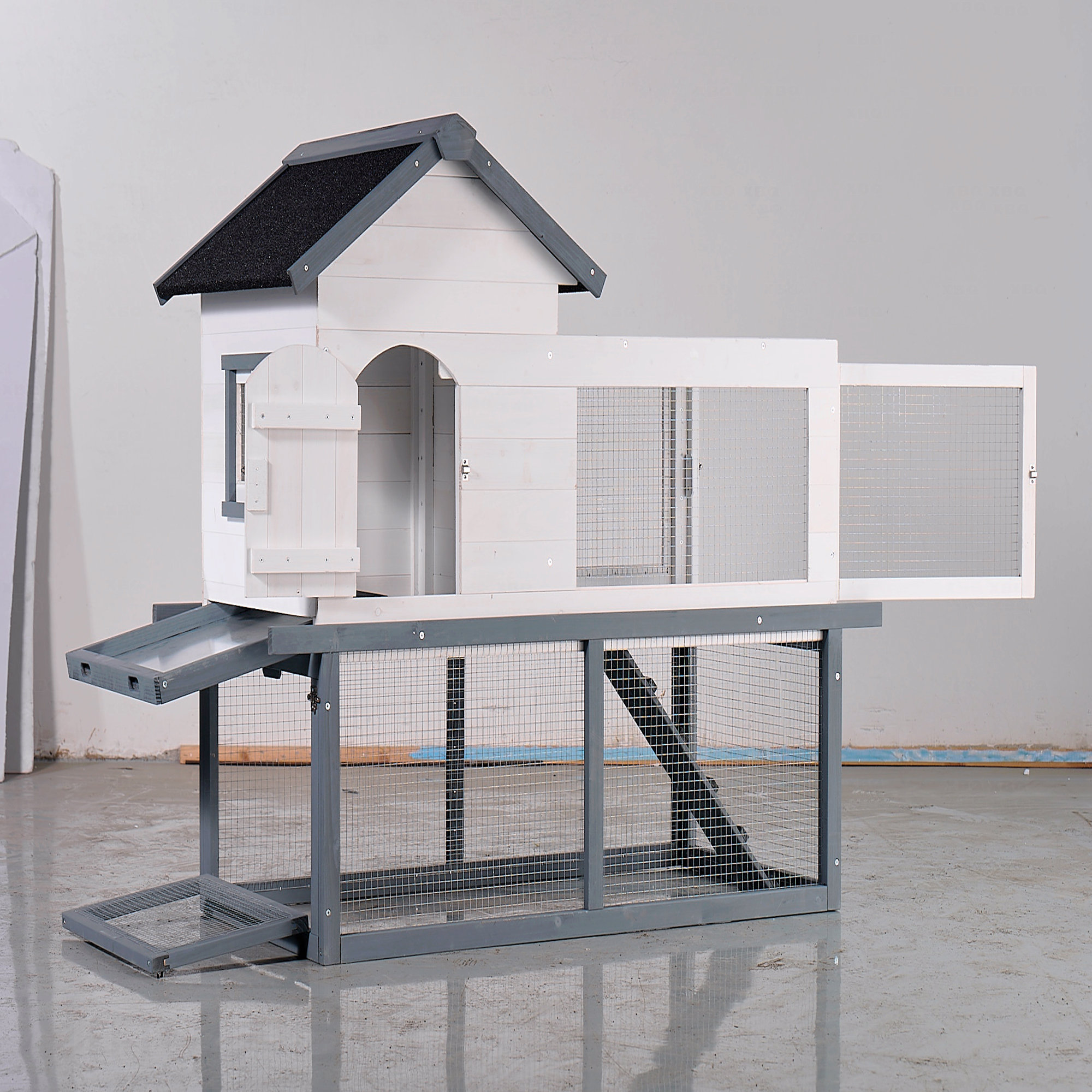 Tucker Murphy Pet™ 53-Inch Double-Tier Wooden Waterproof Chicken Coop ...