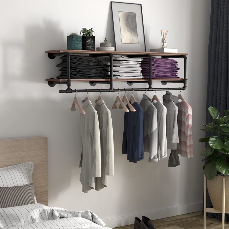 Wendes Kem Metal Wall Mounted Clothes Rack "& Reviews" | Wayfair