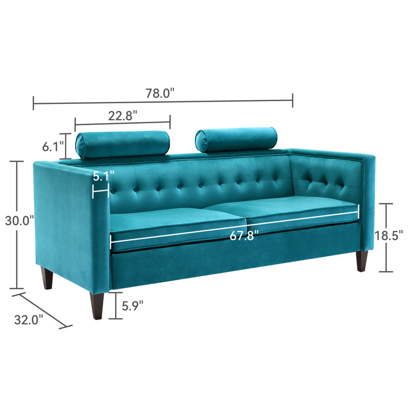 Ebern Designs Chelsea 77'''' Wide Fabric Tufted Square Arm Sofa ...