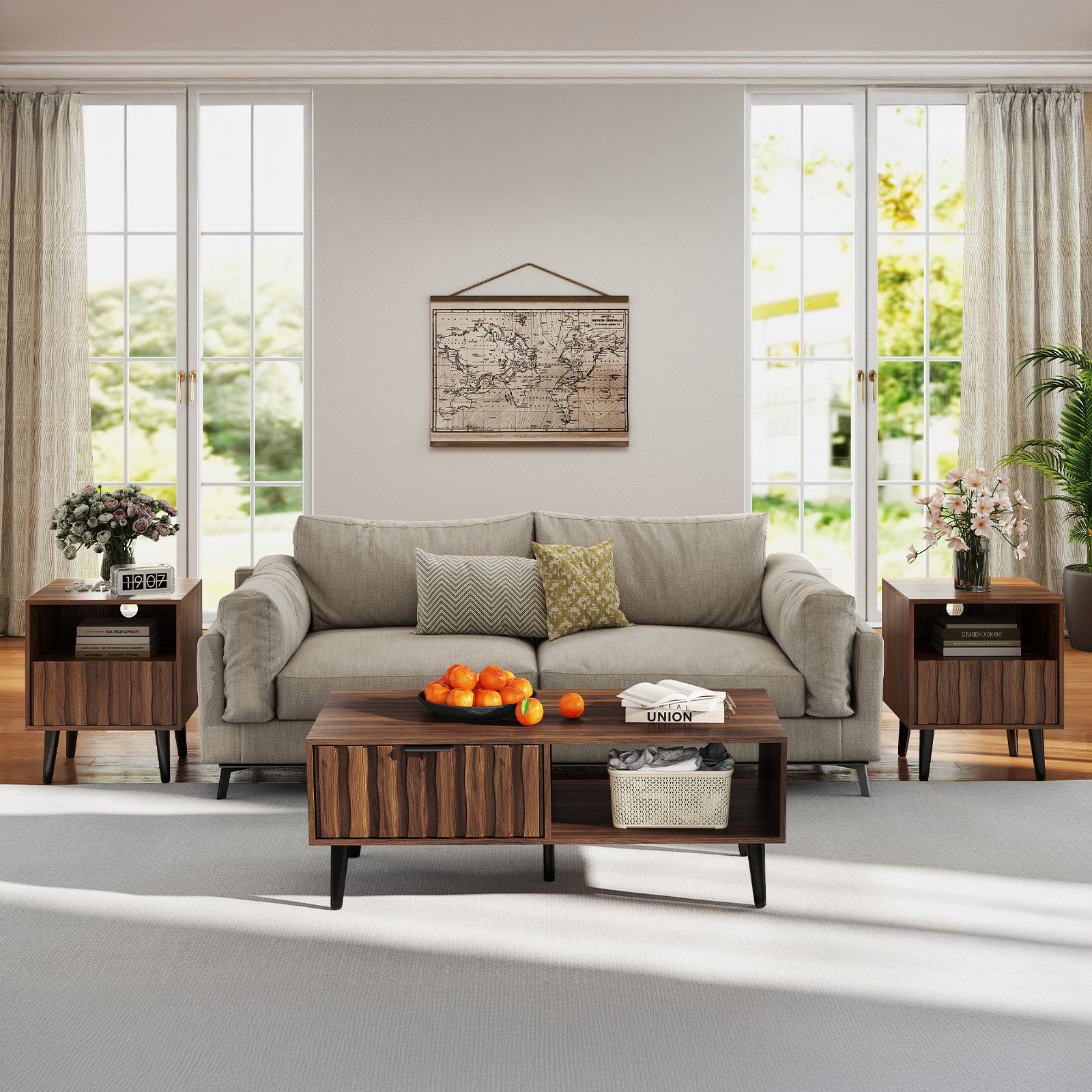 George Oliver Fluted End Table with Drawer and Solid Wood Legs ...