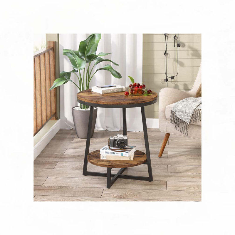 17 Stories 2-Tier Round Side Table with Storage Shelf | Wayfair