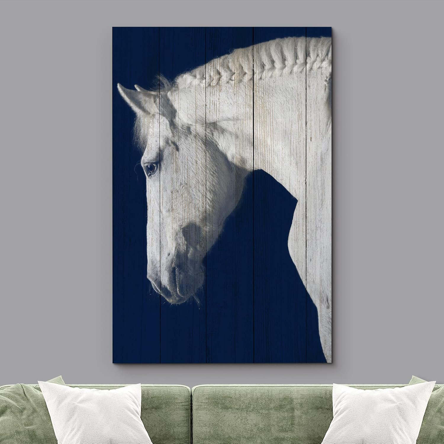 IDEA4WALL Chevaux qui courent, panneau rétro avec effet de bois, étalon ...