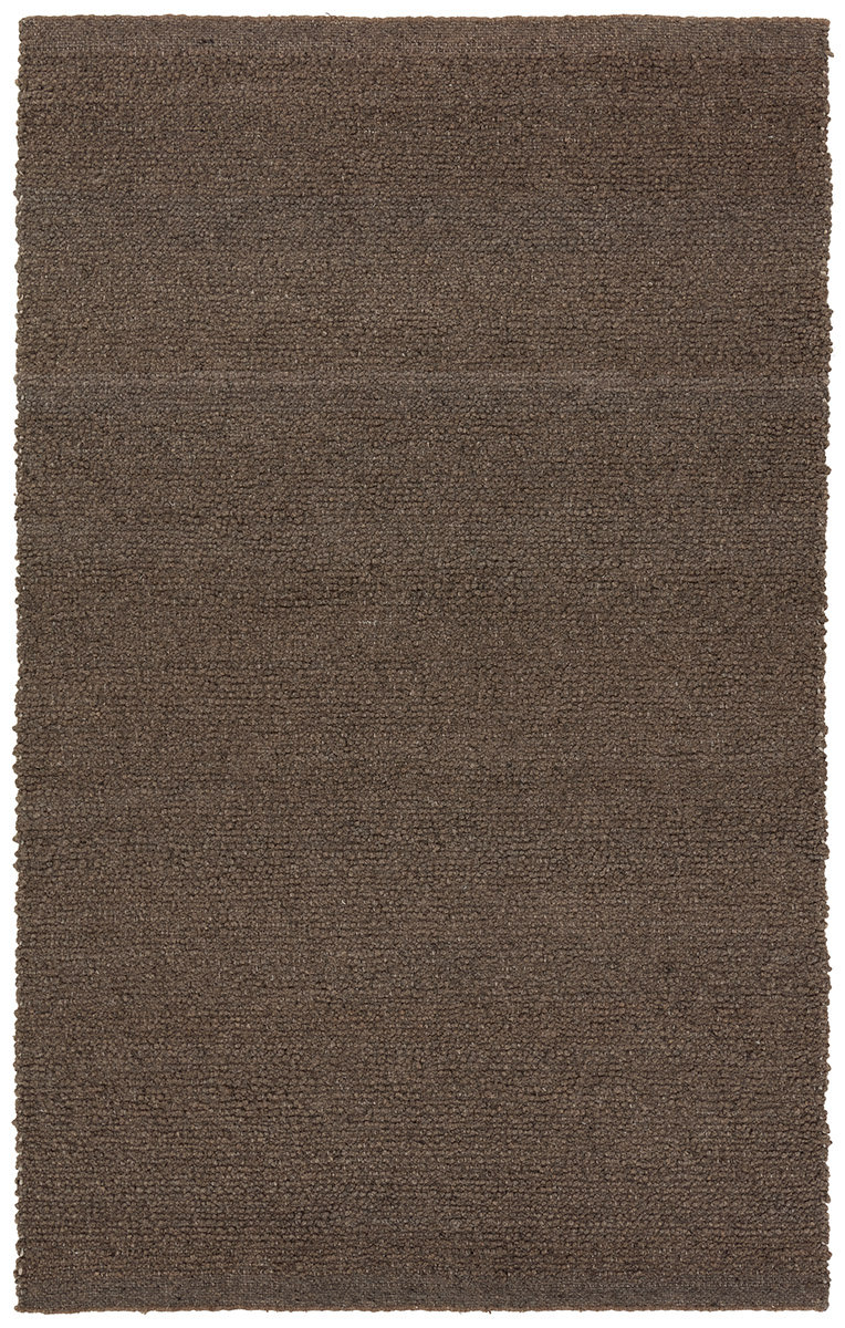 Hokku Designs Vestra Handwoven Wool Blend Solid Brown Area Rug | Wayfair