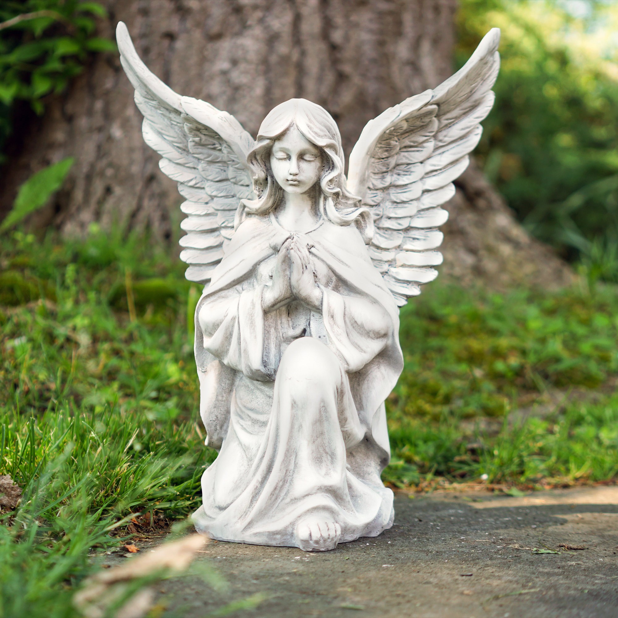 Northlight Seasonal 13" Kneeling Praying Angel Outdoor Garden Statue ...