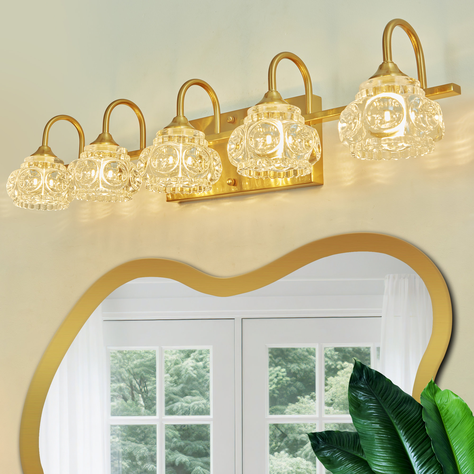 Everly Quinn Modern Bathroom Vanity Light with Crystal Glass Shades ...