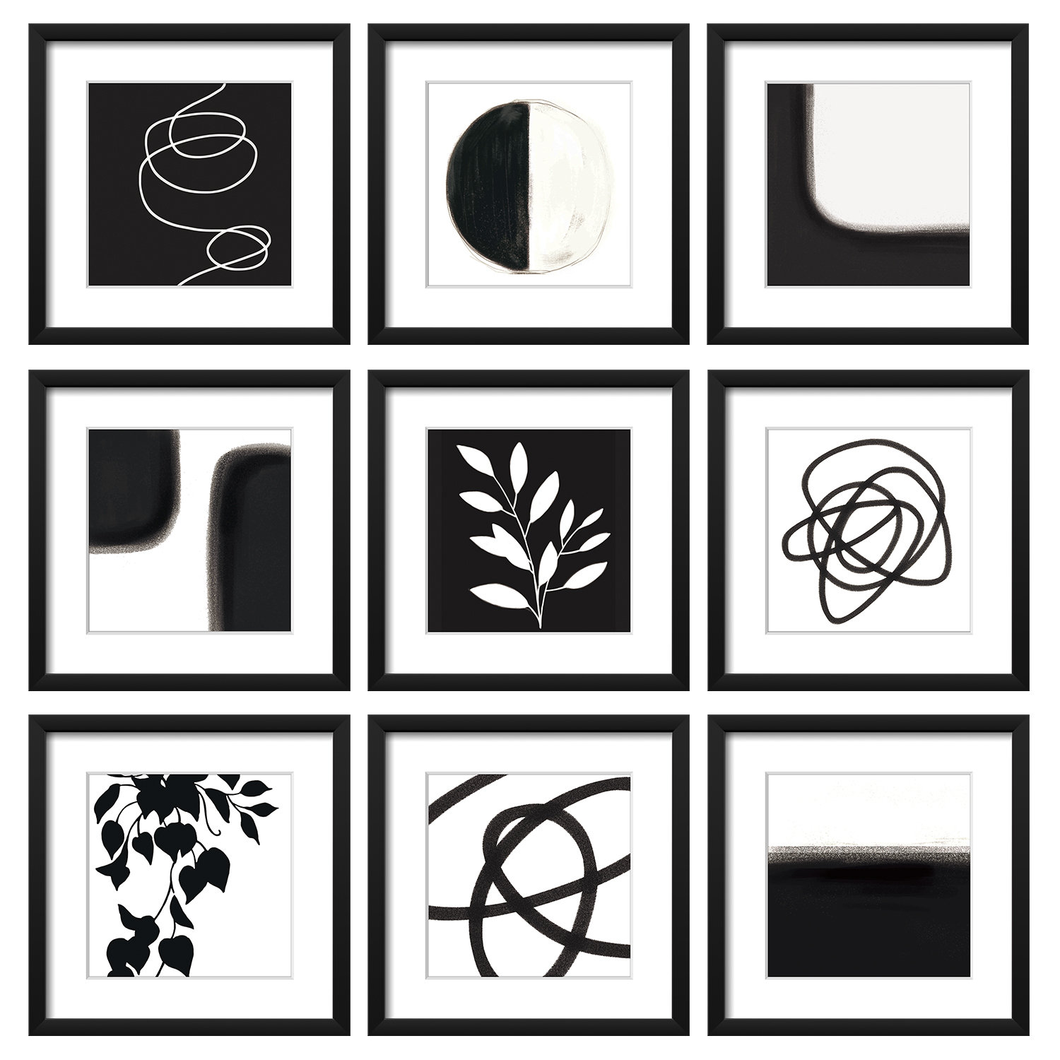Wrought Studio Elenis - 10 x 10 Square Gallery Wall Matted Frame Set (9 ...