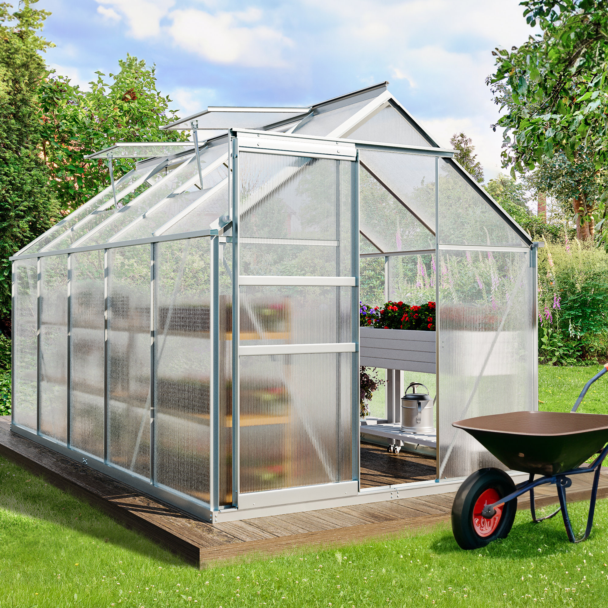Balconera 6FT X 10FT Dual-wall Polycarbonate Greenhouse With Aluminum ...