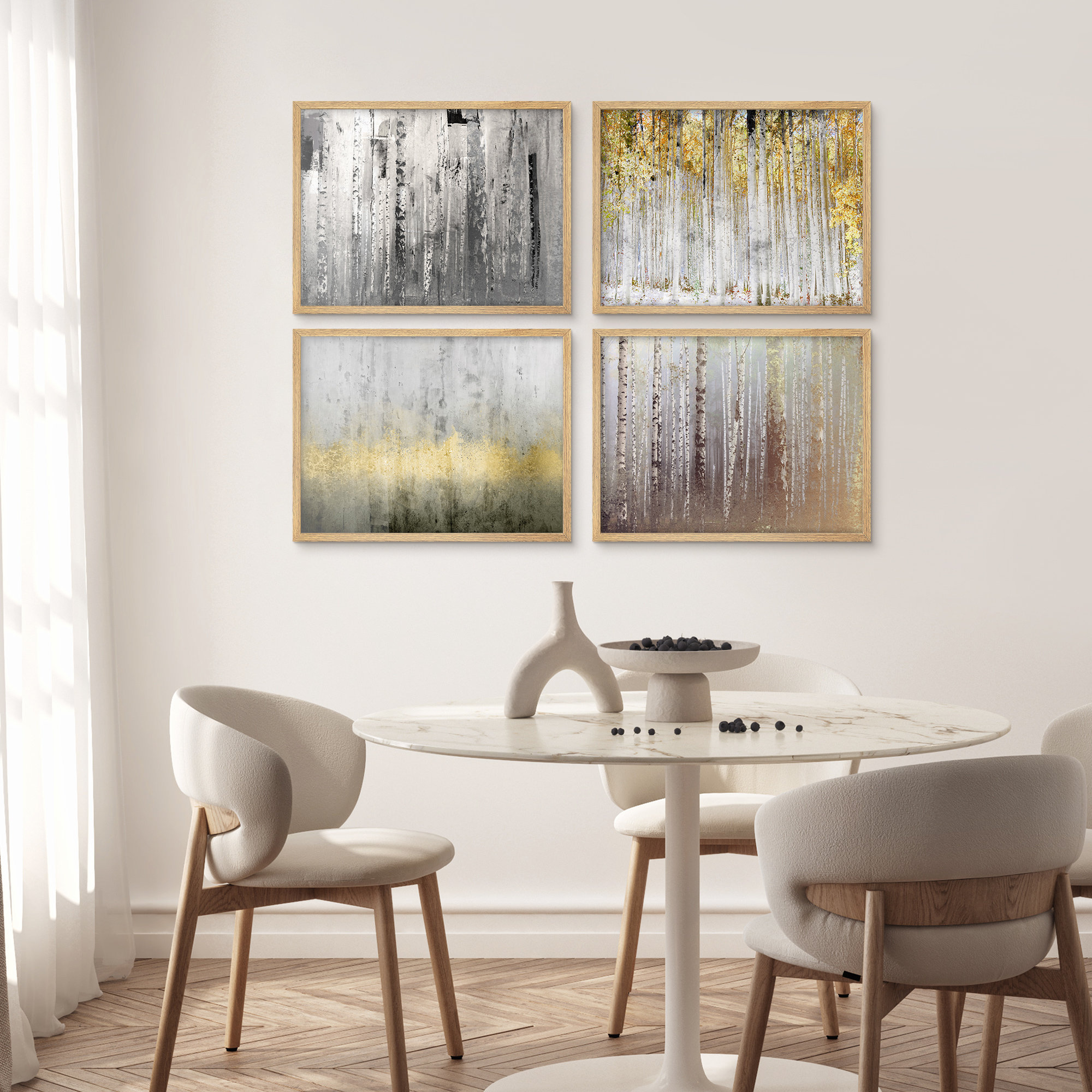 SIGNLEADER Autumn Birch Forest Trees Artwork Framed Prints Posters ...