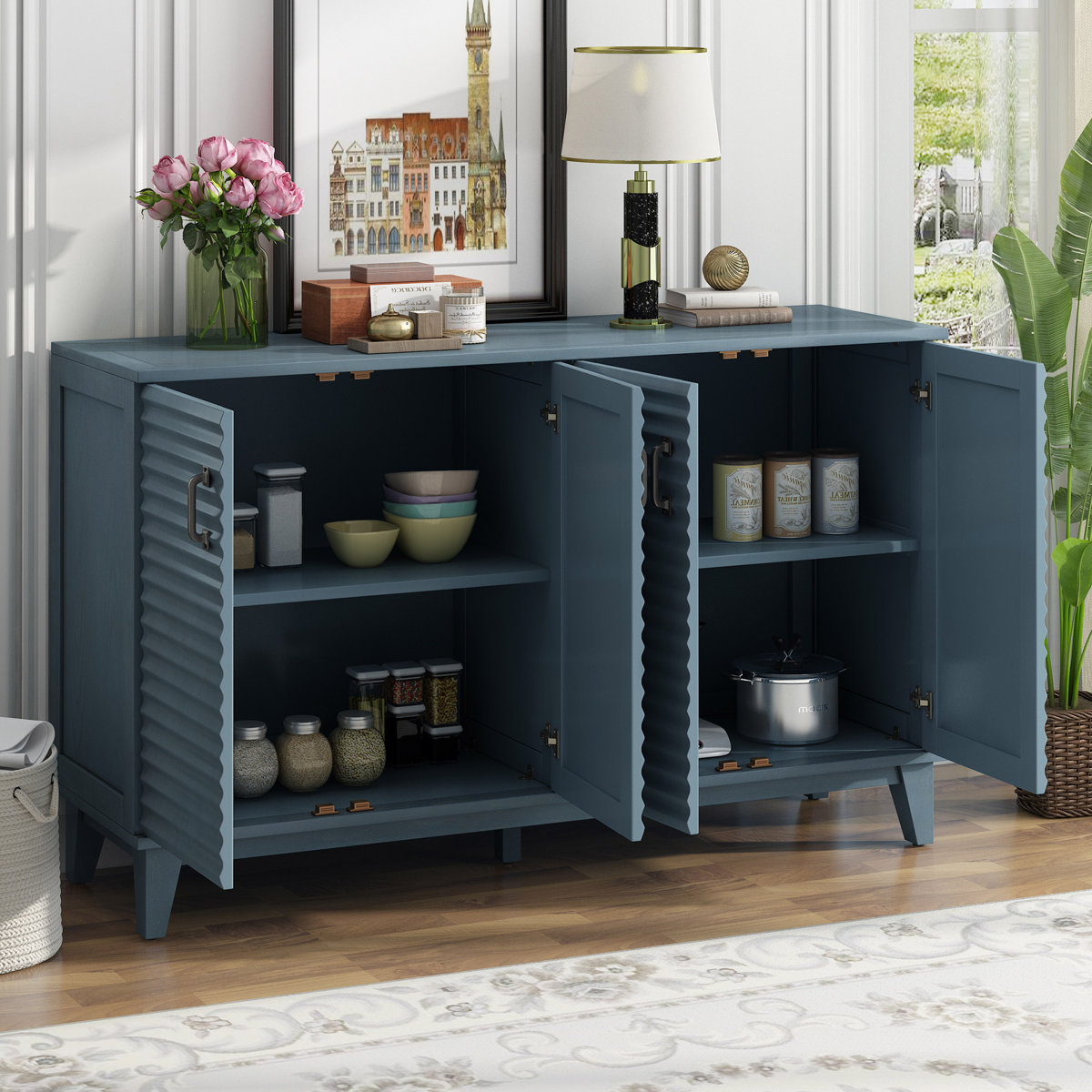 Lark Manor™ Sideboard With 4 Door Large Storage Buffet For Kitchen ...