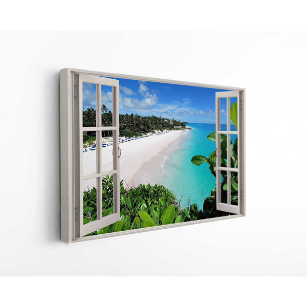 Rosecliff Heights " Exotic Beach Day View Open Window Canvas Print Wall ...