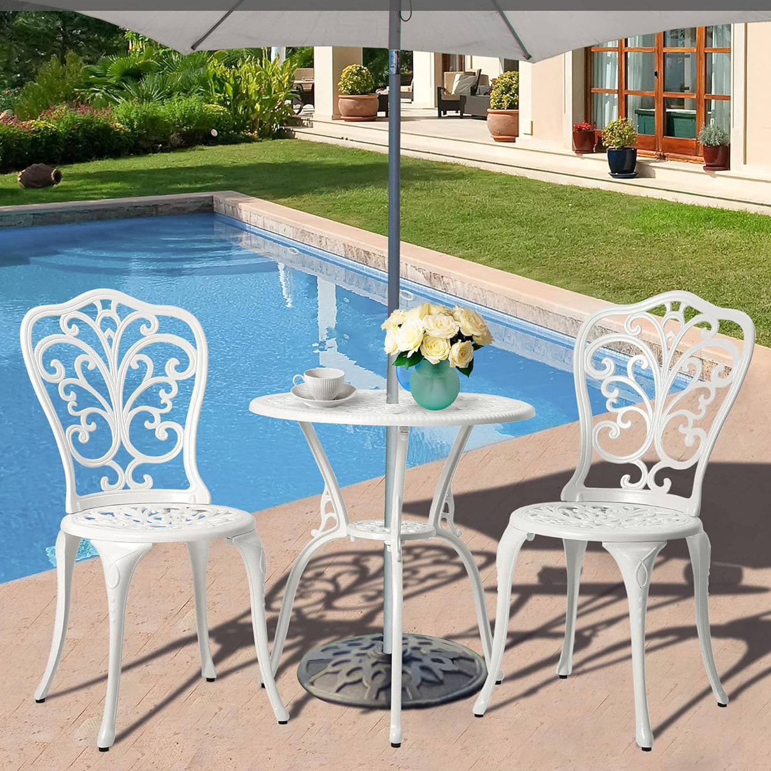 Fleur De Lis Living Bistro Table and Chairs Set 3 Piece Patio Set ...