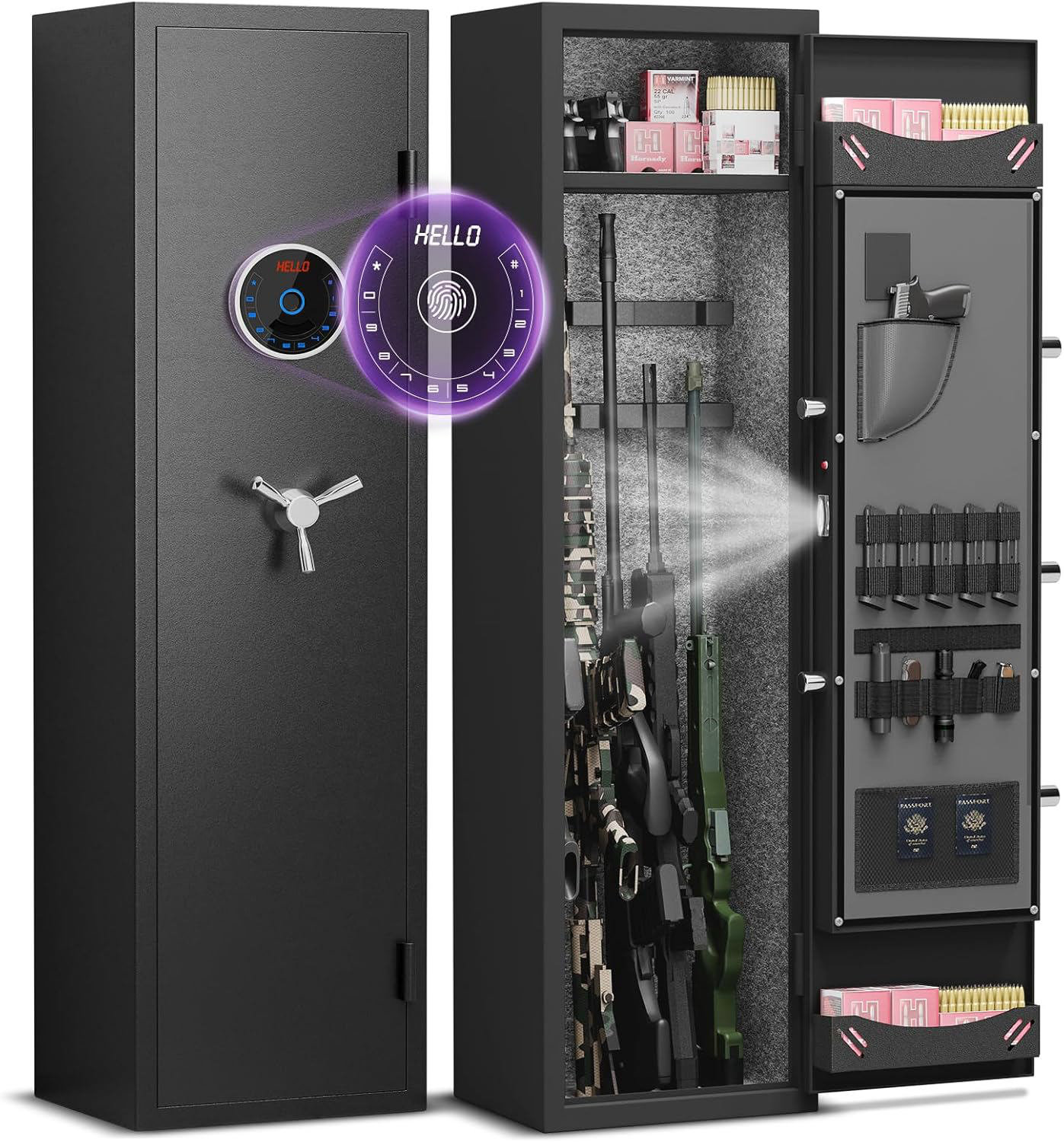 Re Labida Floor 5-6 Gun Safe, Biometric Gun Safe, 57" Heavy Duty Long ...