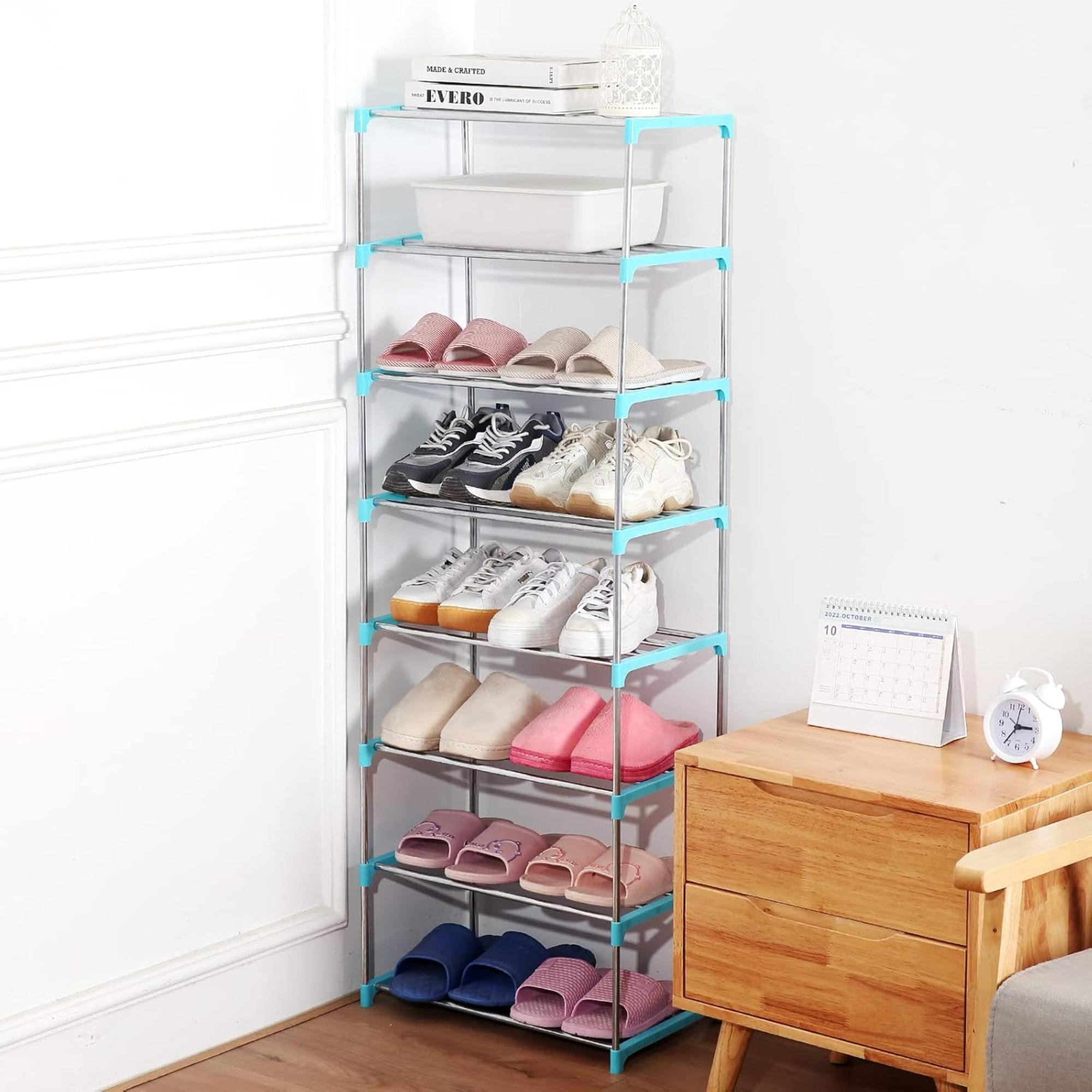 Rebrilliant Small Shoe Rack, Narrow Stackable Shoe Shelf Organizer For ...