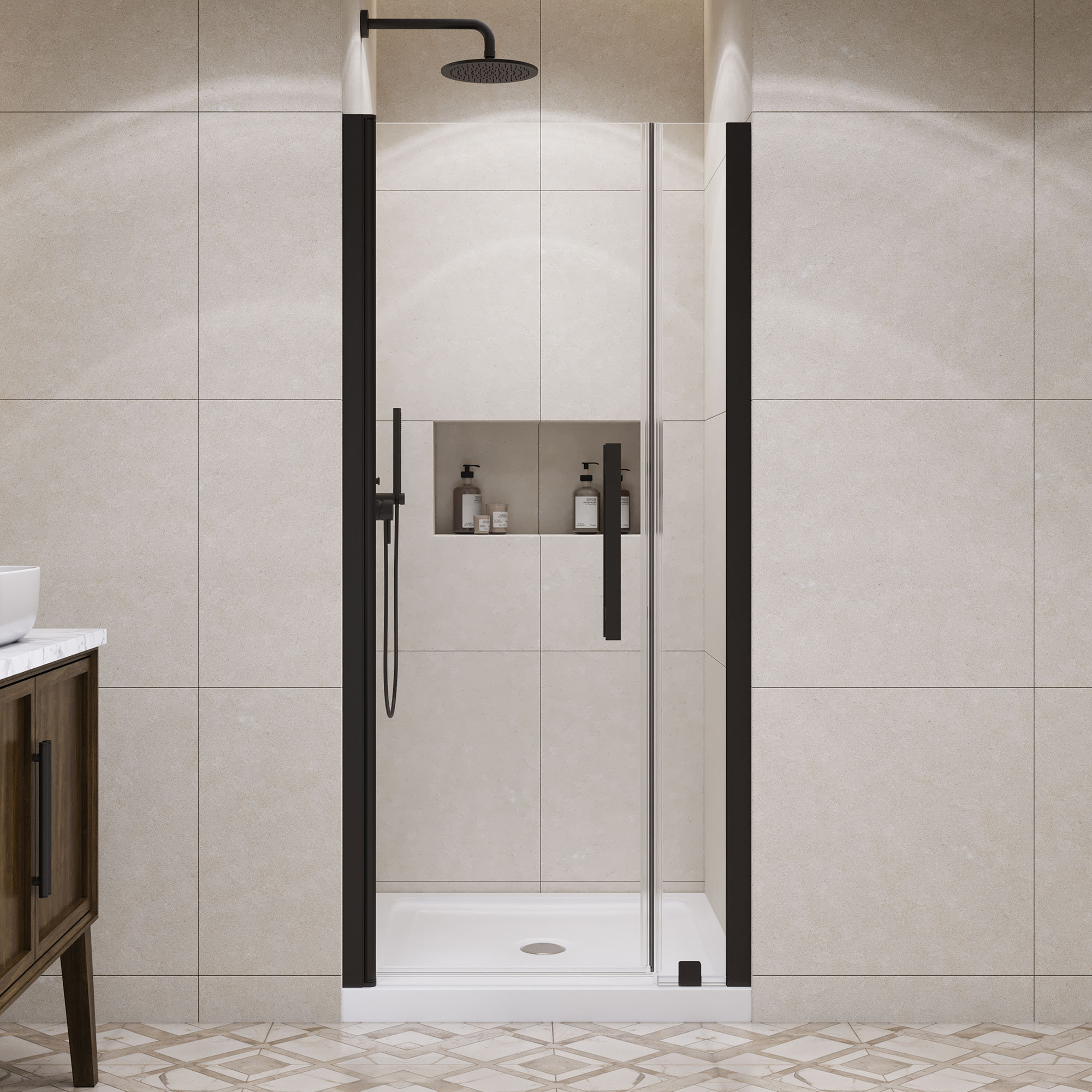 OVE Decors Pasadena 36 In. W X 36 In. D X 74 3/4 In. H Alcove Frameless ...