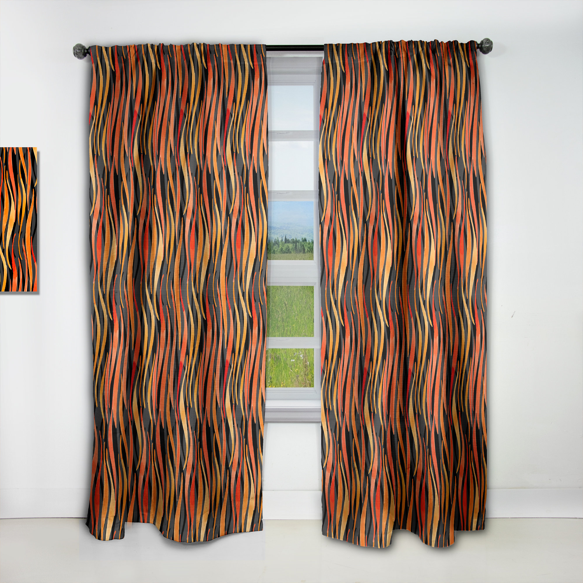 East Urban Home Fire Flame Pattern - Abstract Modern Blackout Curtain ...