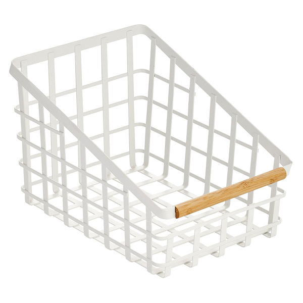 mDesign Small Slanted Metal Kitchen Basket with Wood Handle - Wayfair ...