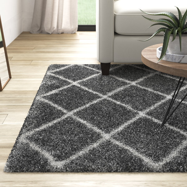 Wade Logan® Aviel Geometric Trellis Shag Gray Area Rug & Reviews | Wayfair