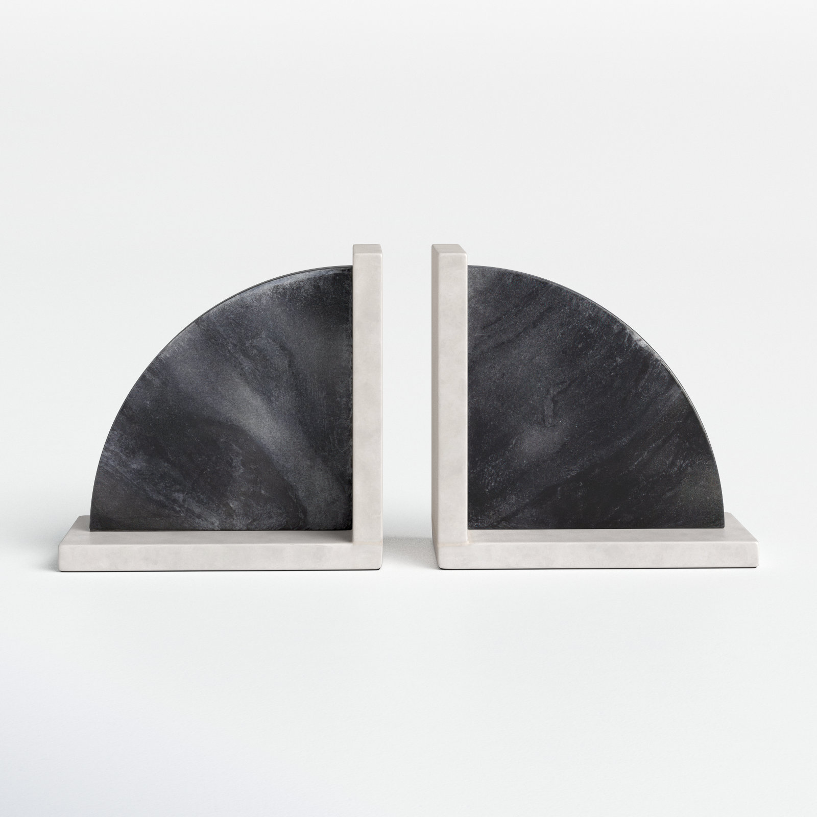 AllModern Modern Neutral Set of 2 Black and White Marble Rounded ...