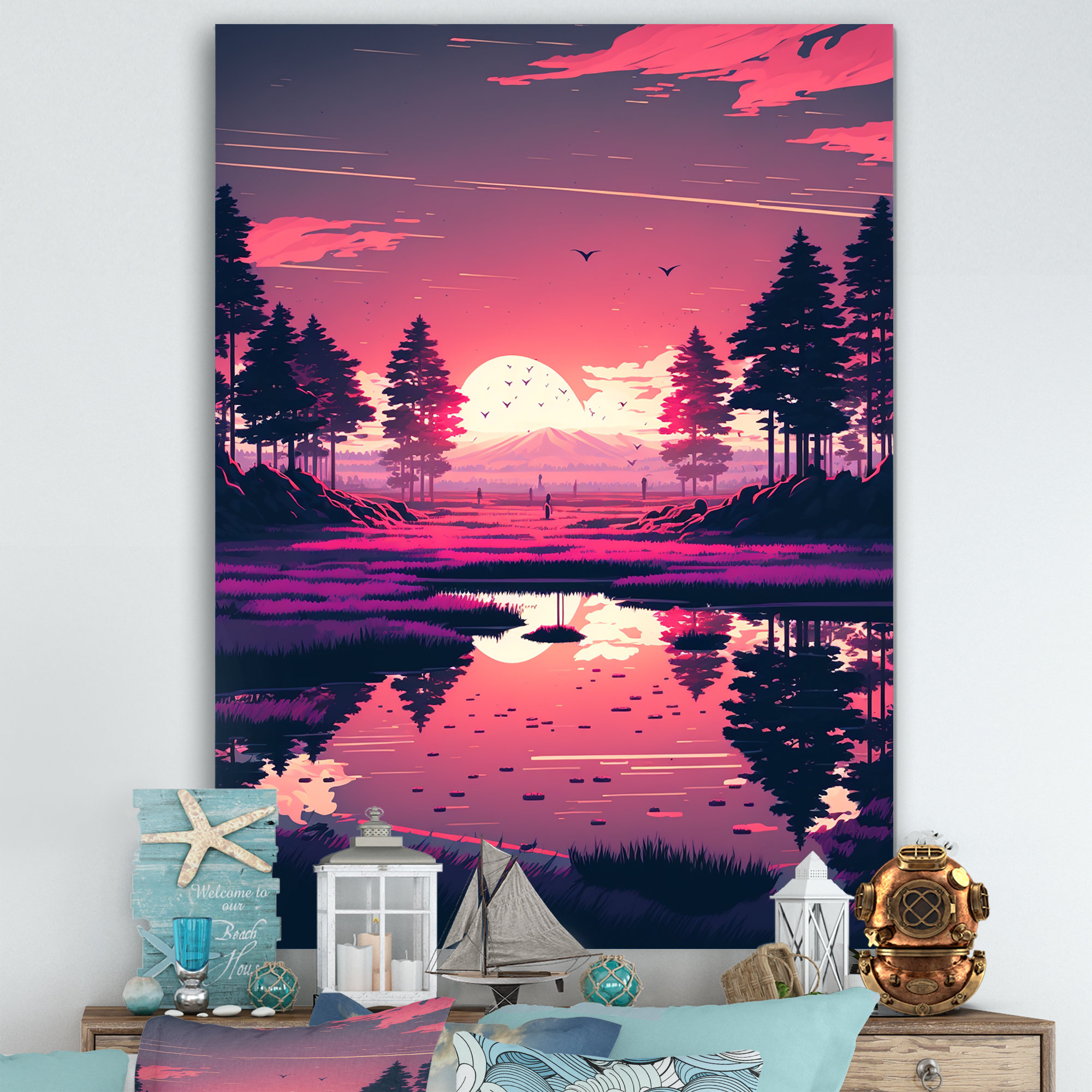 Millwood Pines Reflection Of Trees In The Lake At Sunset II Reflection ...